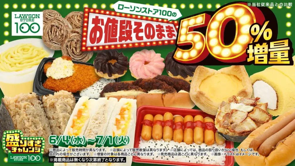 ローソンストア100「盛りすぎチャレンジ」2025年6月開催！全商品・値段を徹底解説！ | メニューの達人